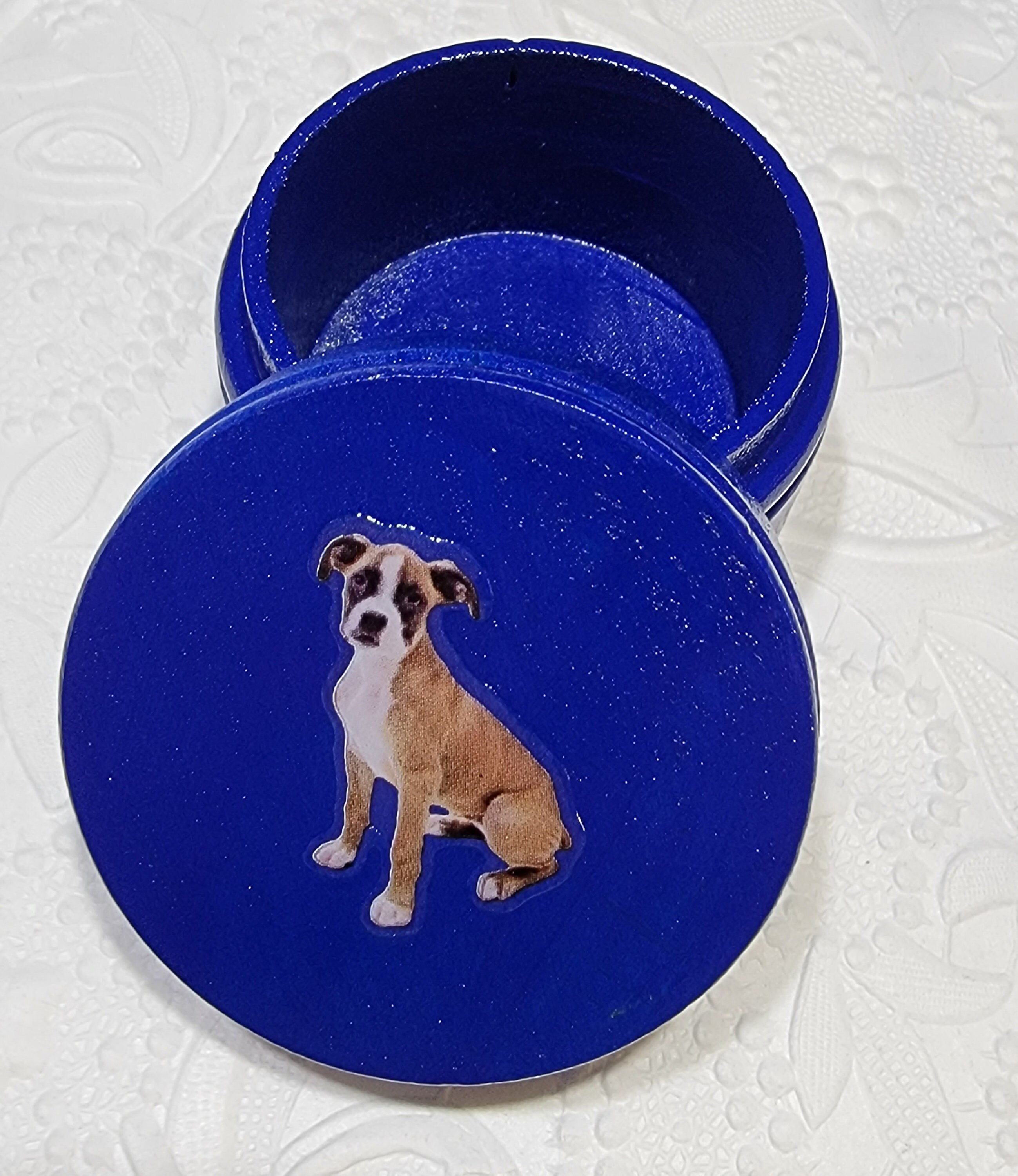 Small Round Wood Trinket Box With Boxer Puppy Dog Ring Box - Etsy