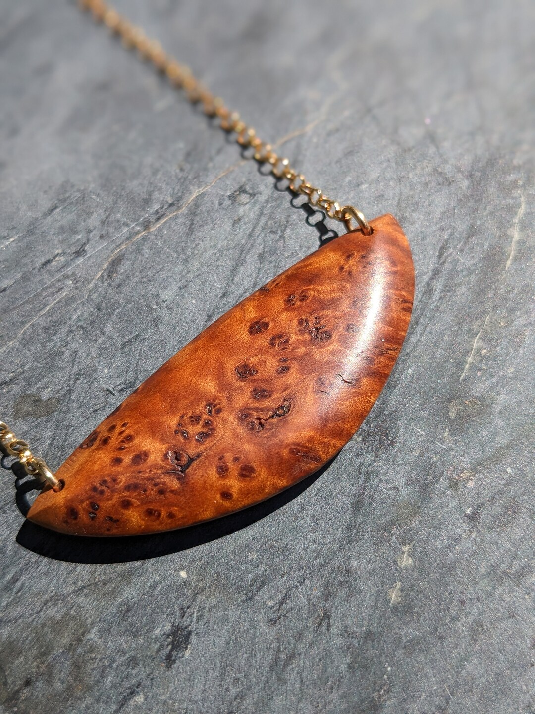 14 Kt Gold Filled Thuya Burl Wood Handcarved Necklace Pendant - Etsy
