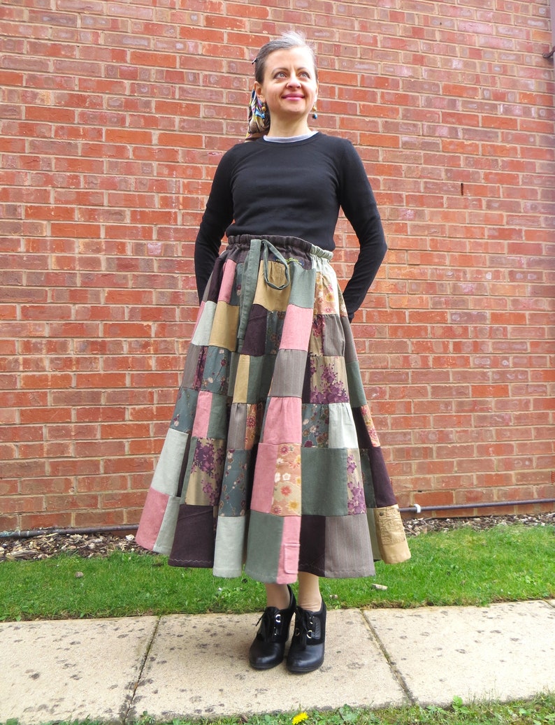 Patchwork Skirt Tutorial E-book, Upcycled Patchwork Skirt Guide, Video and Pattern Guide, T ...