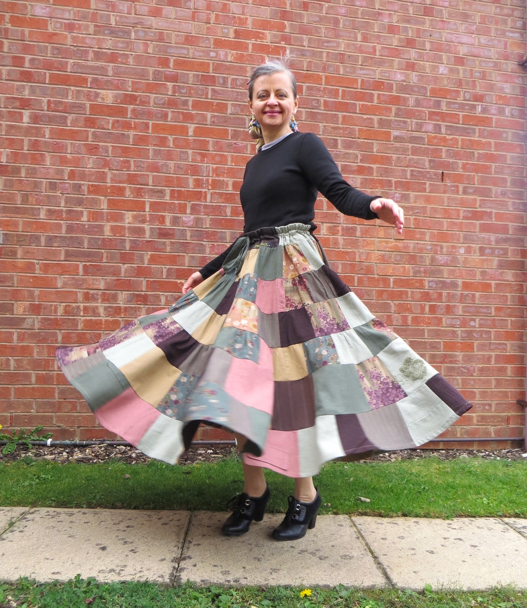 Upcycled Patchwork Maxi Skirt, Upcycled Gipsy Skirt, Recycled Patchwork ...