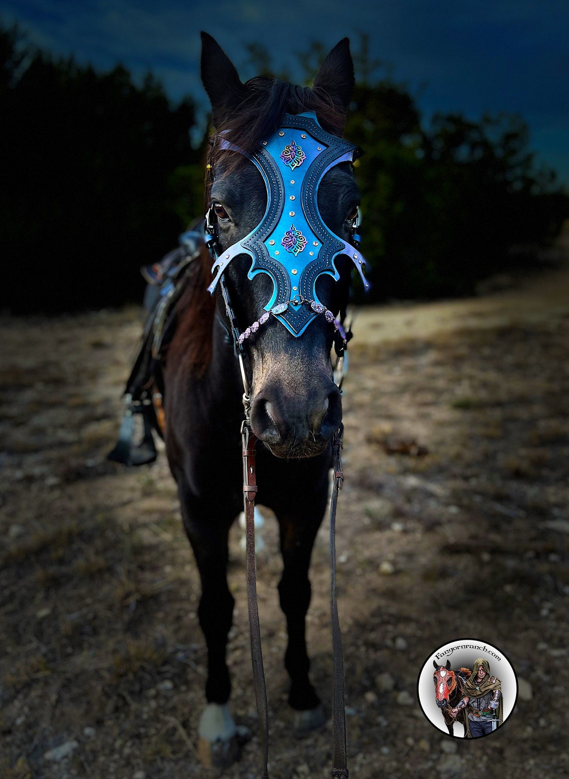 Aeglos Shines Limited Edition Bridle/chamfron Color Shift Blue - Etsy