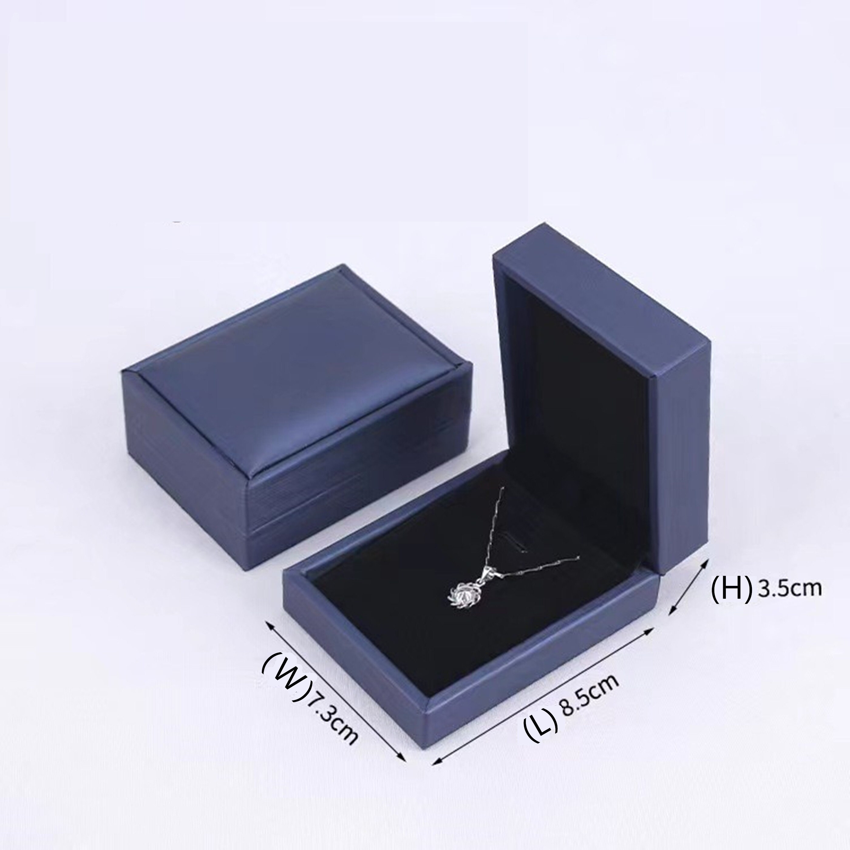 Luxury Blue Jewellery Boxes Brushed Texture PU Leather Gift Set Boxes ...