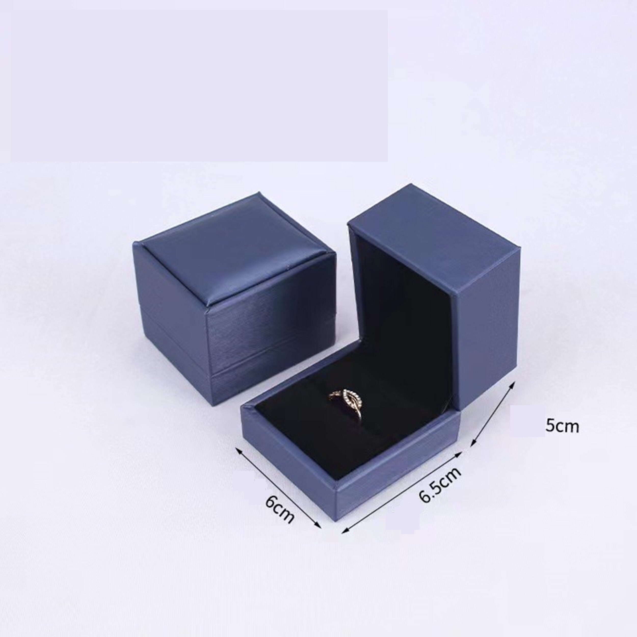Luxury Blue Jewellery Boxes Brushed Texture PU Leather Gift Set Boxes ...