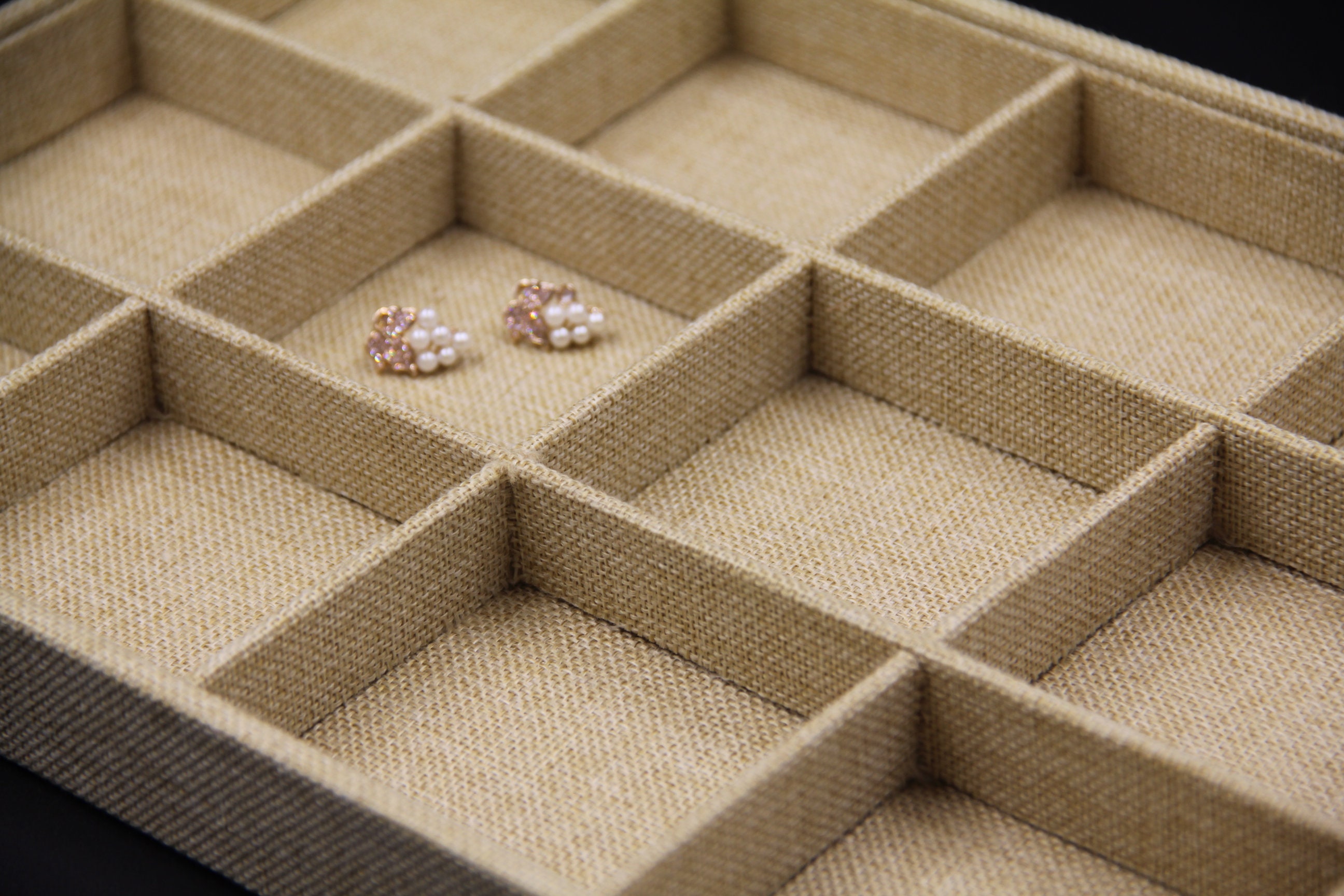 Linen Jewellery Display Tray Ring Earring Necklace Gem Beads Pendant ...