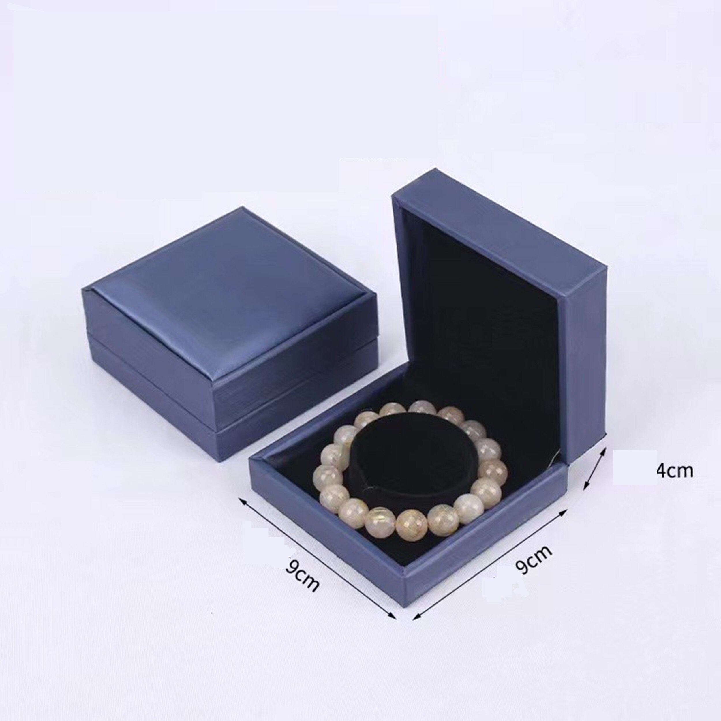 Luxury Blue Jewellery Boxes Brushed Texture PU Leather Gift Set Boxes ...