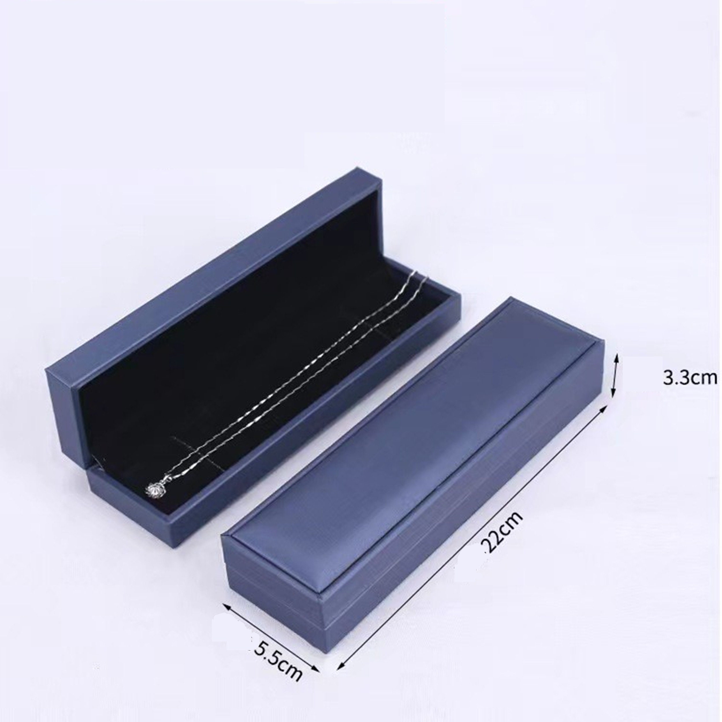 Luxury Blue Jewellery Boxes Brushed Texture PU Leather Gift Set Boxes ...