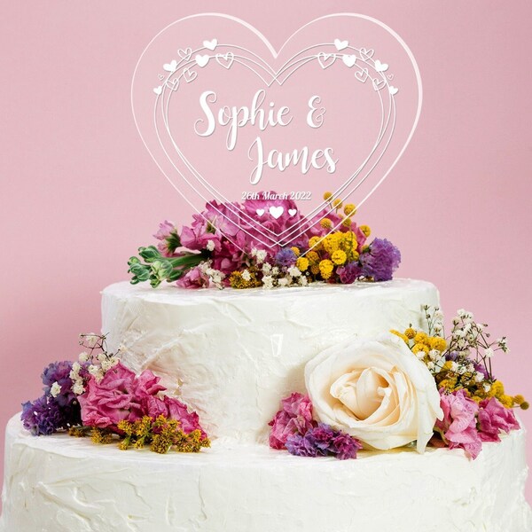 Acrylic Heart Wedding Cake Topper - Etsy