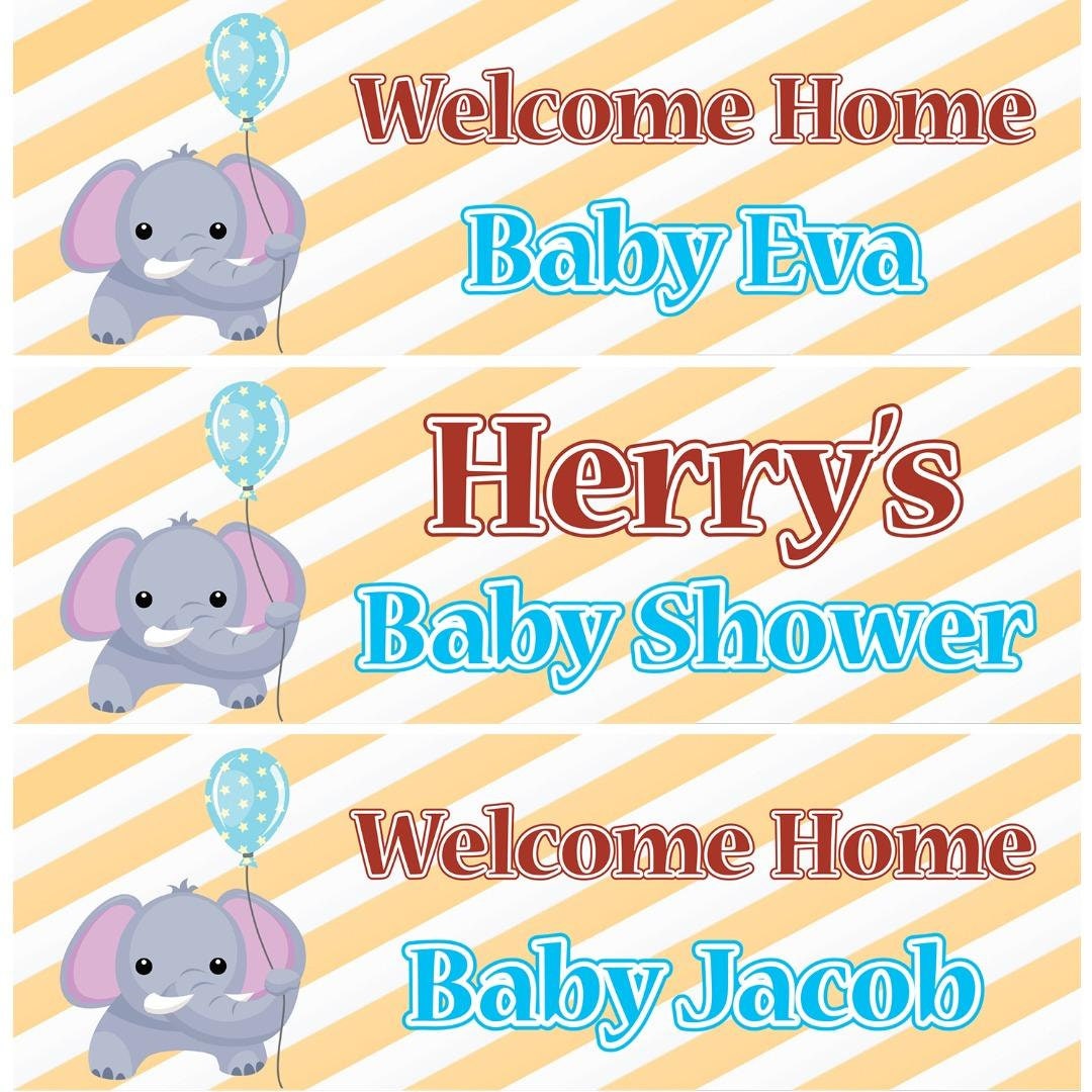2 Personalised Cute Elephant Baby Shower Welcome Home Banners - Etsy