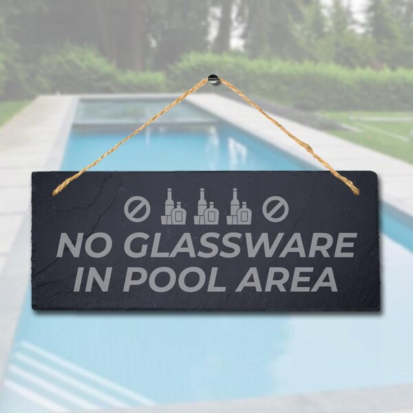No Glass Pool Sign - Etsy