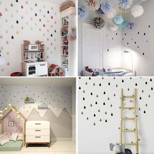 Raindrop Shape Wall Stickers Nursery Children's Bedroom Raindrops Vinyl ...