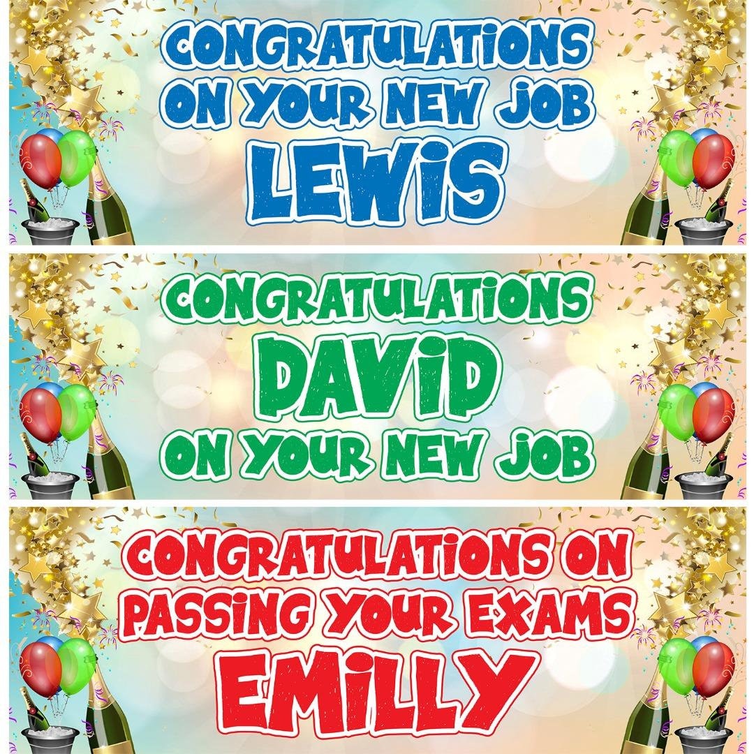 2 Personalised Congratulations Banners Customisable New Job - Etsy
