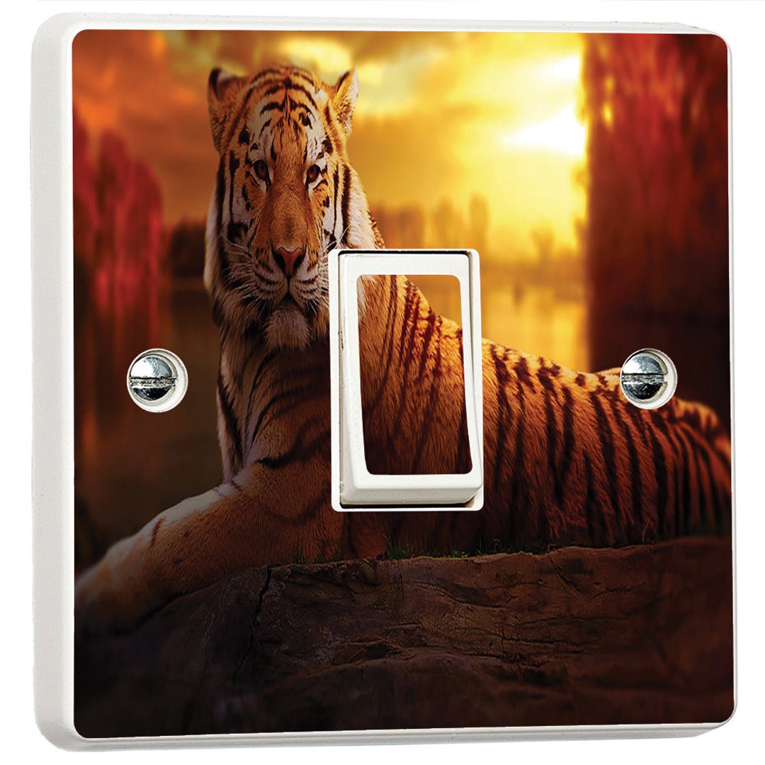Beautiful Tiger 3D Light Switch Sticker Cover Vinyl Skin Wall Decal ...