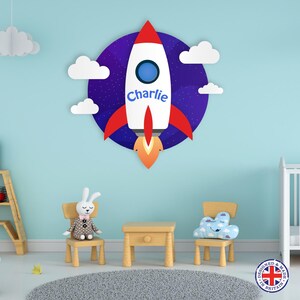 Personalised Name Rocket Space Ship Vinyl Wall Sticker Boys - Etsy
