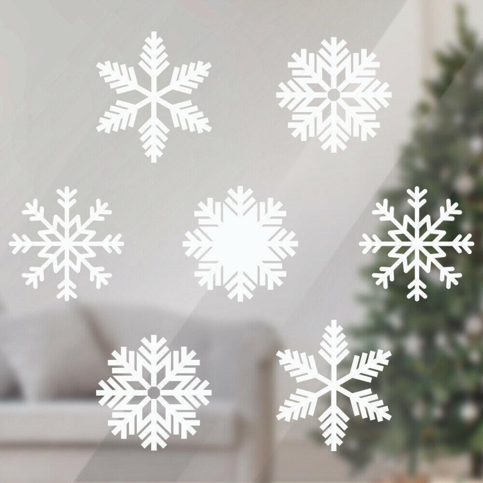 30 Snowflakes Window Wall Stickers Xmas Decal Christmas Shop Etsy