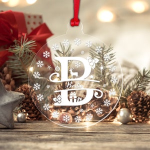 Personalised Christmas Bauble Any Name Monogram Xmas Tree Hanging ...