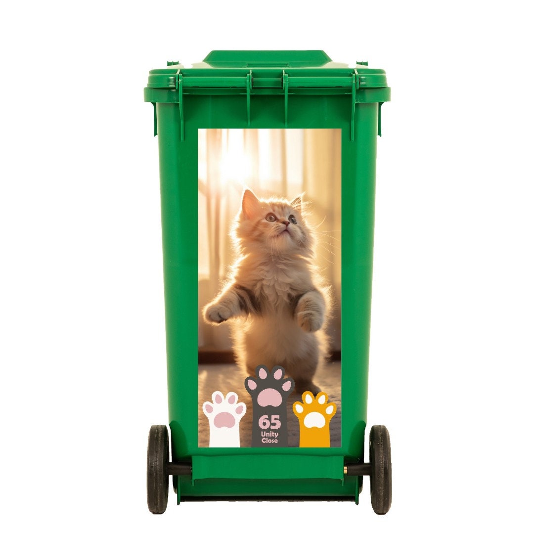 2x Personalised Cat Wheelie Bin Sticker Dustbin Sticker Self - Etsy