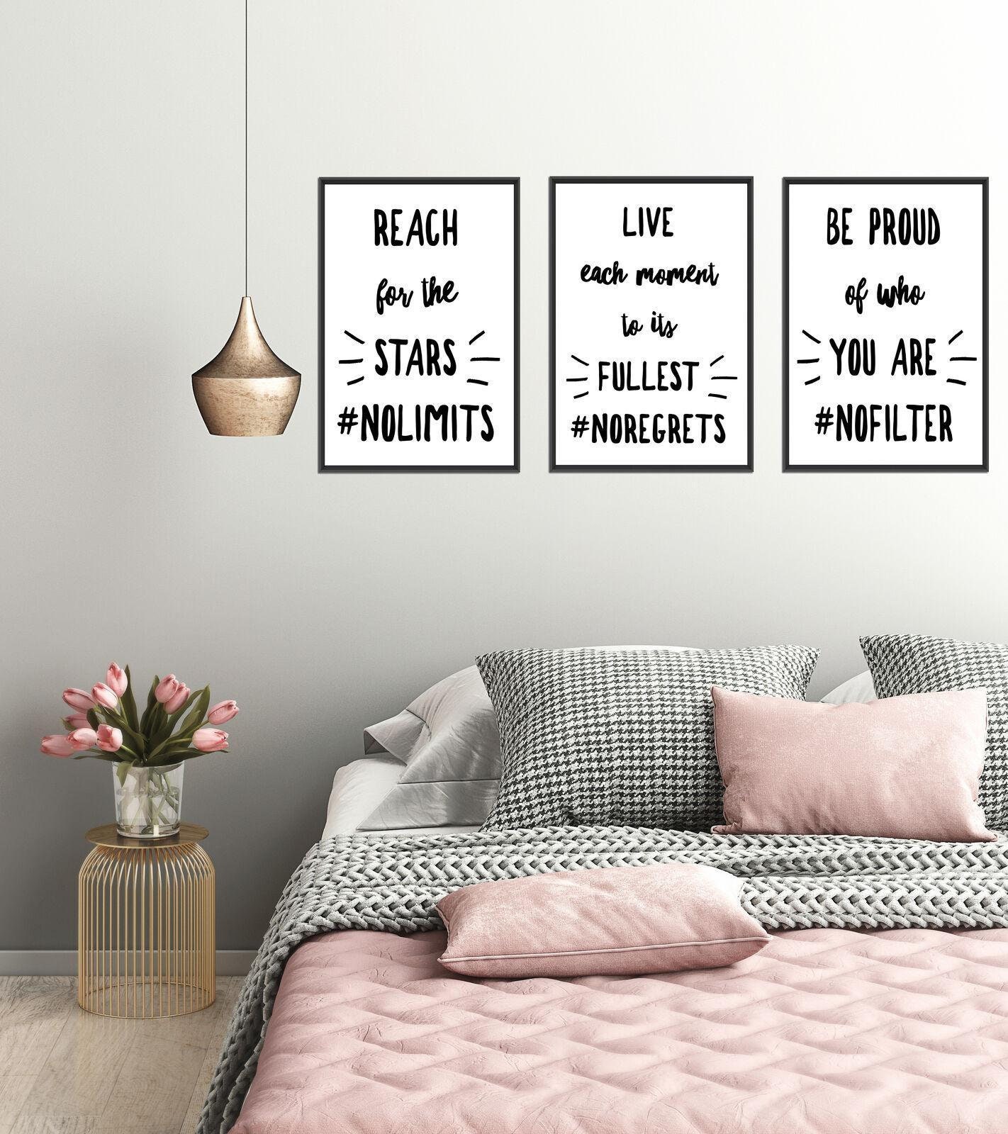 Set of 3 Inspirational Quotes Kids Teenage Bedroom Wall Poster | Etsy
