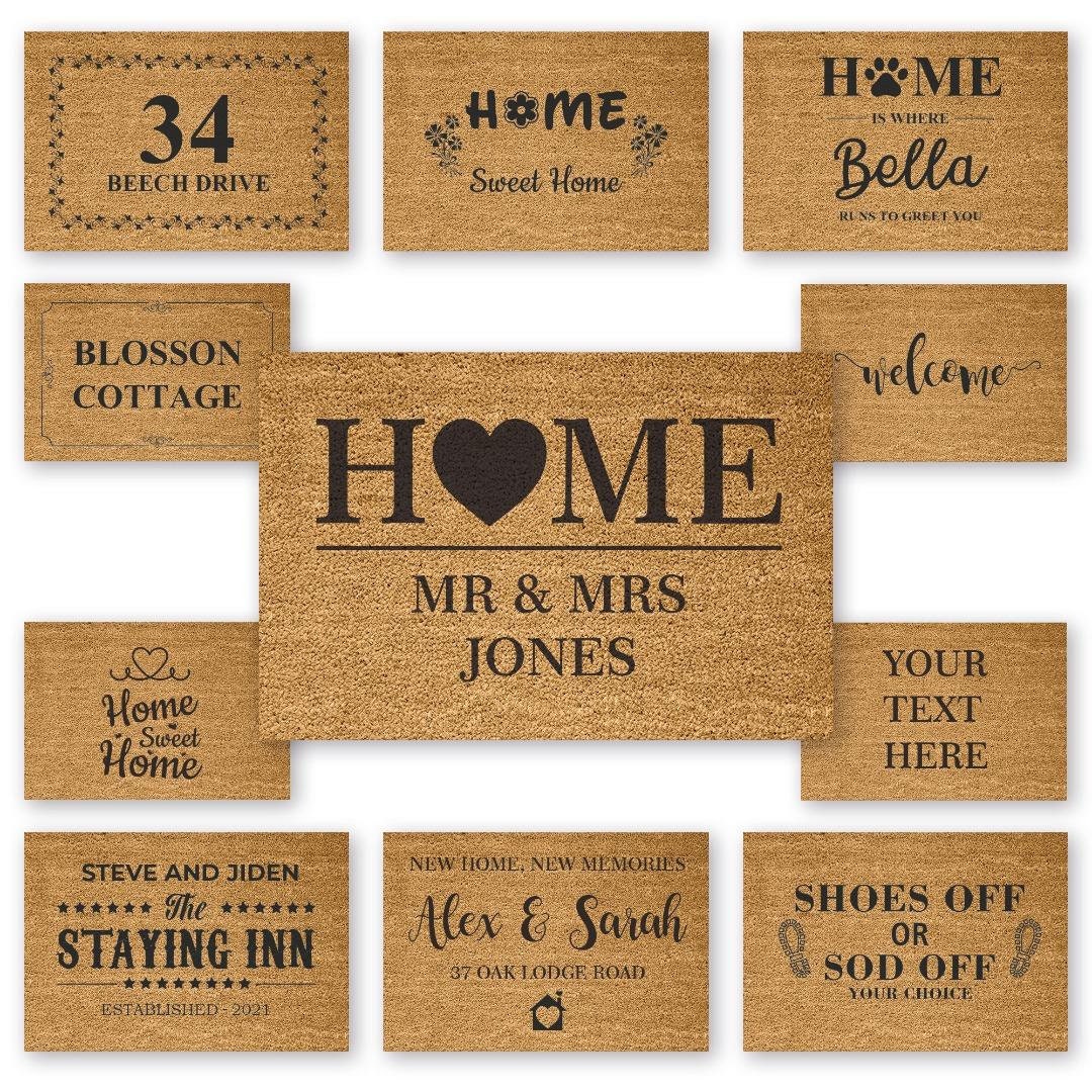 Personalised Door Mat Rug Natural Coir Custom Doormat Anti Slip Many ...