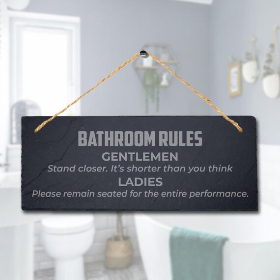 Washroom Rules For Gentlemen Ladies Engraved Hanging Slate | Etsy