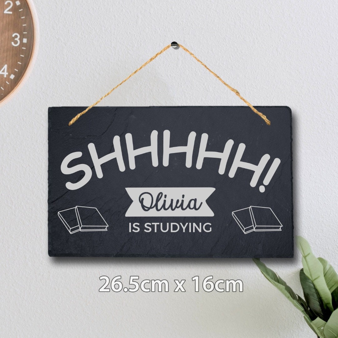 Shhh Studying Sign Boy Girl Student Homework Personalised - Etsy