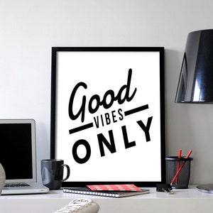Good Vibes Only Motivational Quote Poster Inspirational Wall - Etsy
