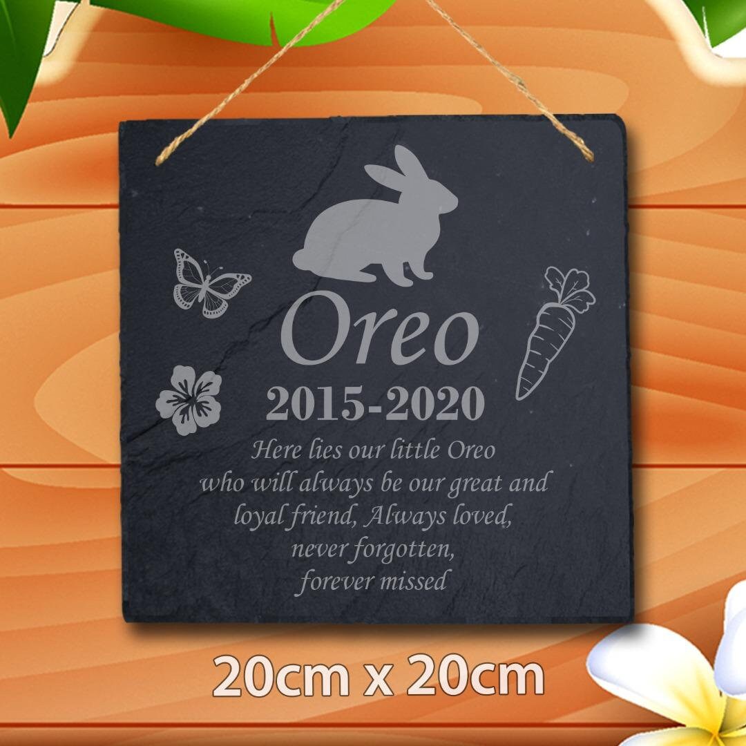 Personalised Engraved Pet Rabbit Memorial Slate Plaque Grave | Etsy