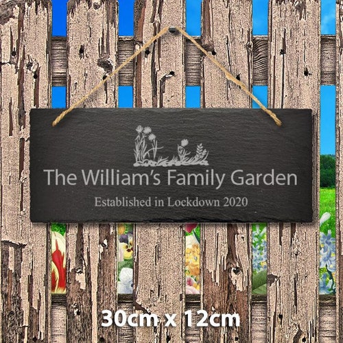 Personalised Name Engraved Slate Garden Plaque Sign Lockdown - Etsy
