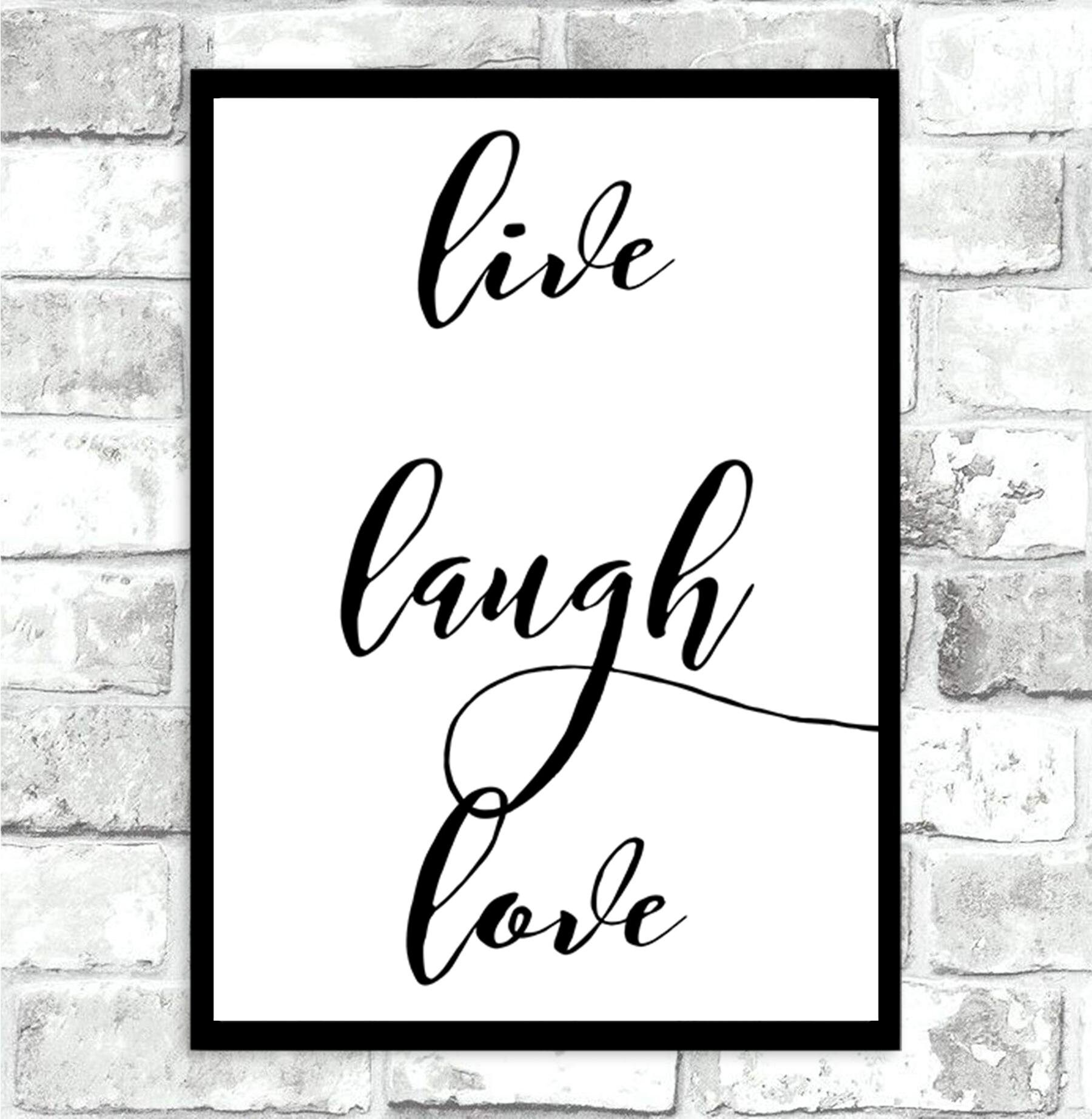 Live Laugh Love Beautiful Inspirational Quote Poster Wall Art | Etsy