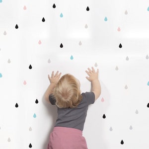 Raindrop Shape Wall Stickers Nursery Children's Bedroom Raindrops Vinyl ...