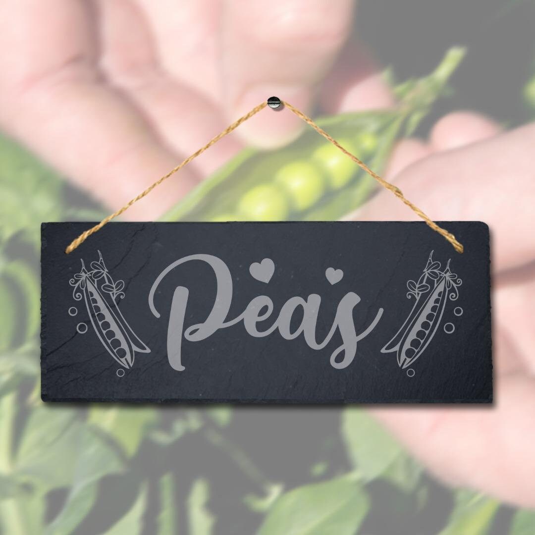 Peas Laser Engraved Hanging Slate Vegetable Patch Garden Allotment ...