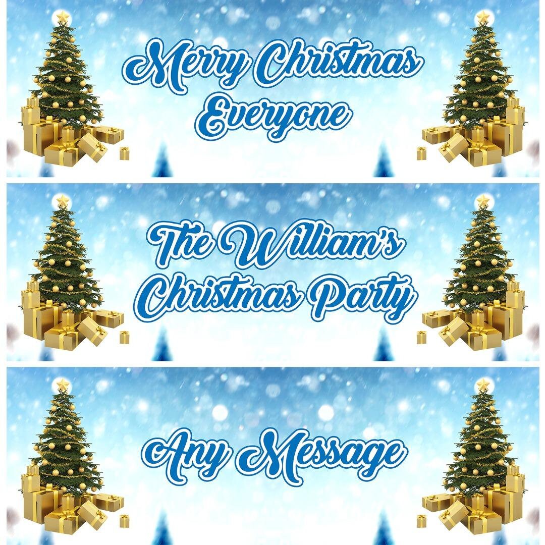 2 Personalised Christmas Tree Party Celebration Banners Decoration ...