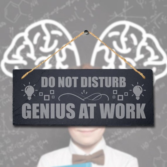 Do Not Disturb Genius at Work Laser Engraved Hanging Slate - Etsy