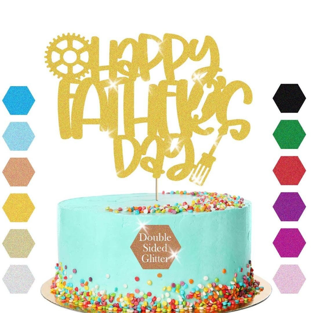 Happy Fathers Day Tools Cake Topper Party Decoration Daddy Dad Glitter ...