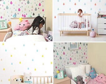 Raindrop Shape Wall Stickers Nursery Children's Bedroom | Etsy