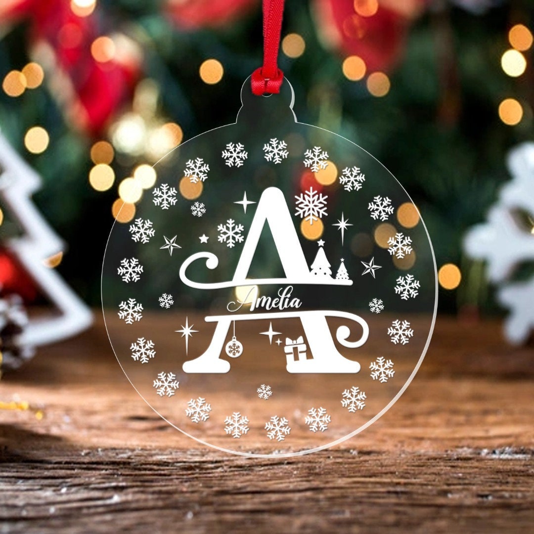 Personalised Christmas Bauble Any Name Monogram Xmas Tree Hanging ...