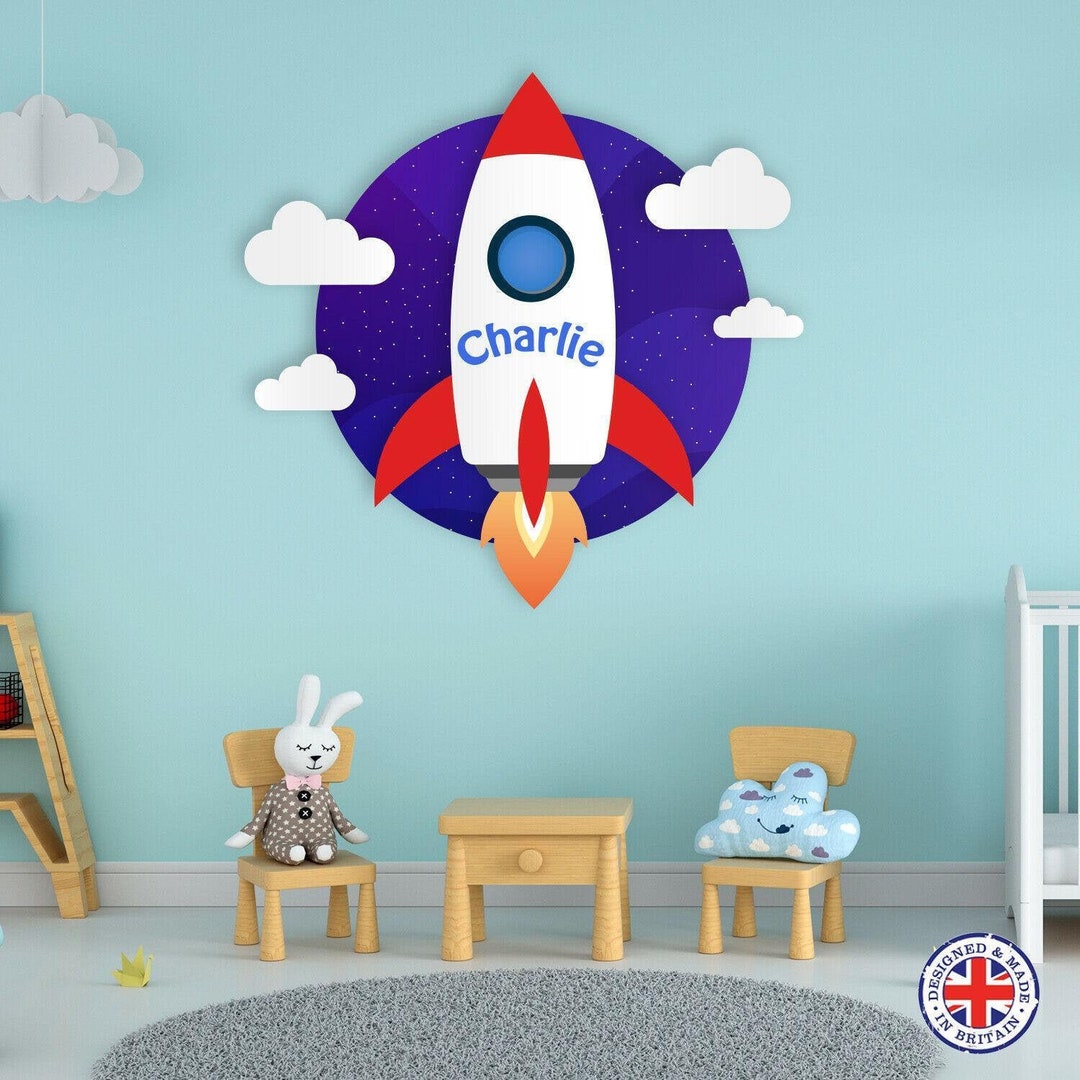 Personalised Name Rocket Space Ship Vinyl Wall Sticker Boys - Etsy