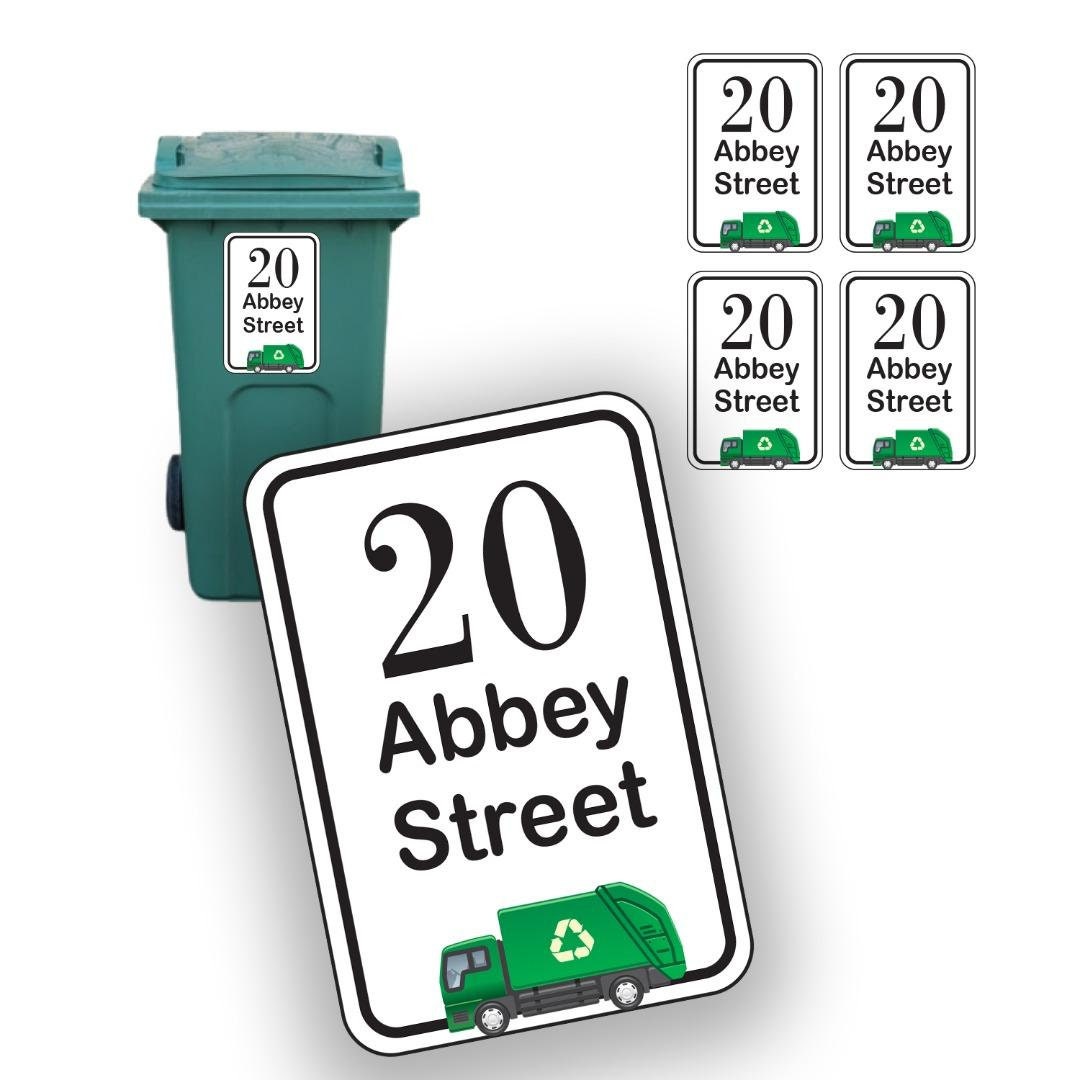 Personalised Wheelie Bin Stickers Street Number Name Dustbin Waterproof ...