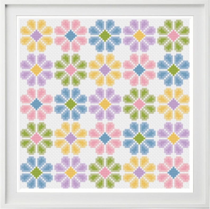 Daisy Flower Cross-stitch Chart Design Pdf Download Pattern - Etsy