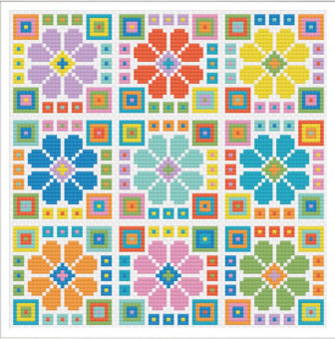 Pop Art Flower Cards Cross-stitch Design PDF Download Chart 9 ...