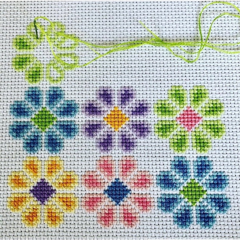 Daisy Flower Cross-stitch Chart Design Pdf Download Pattern - Etsy
