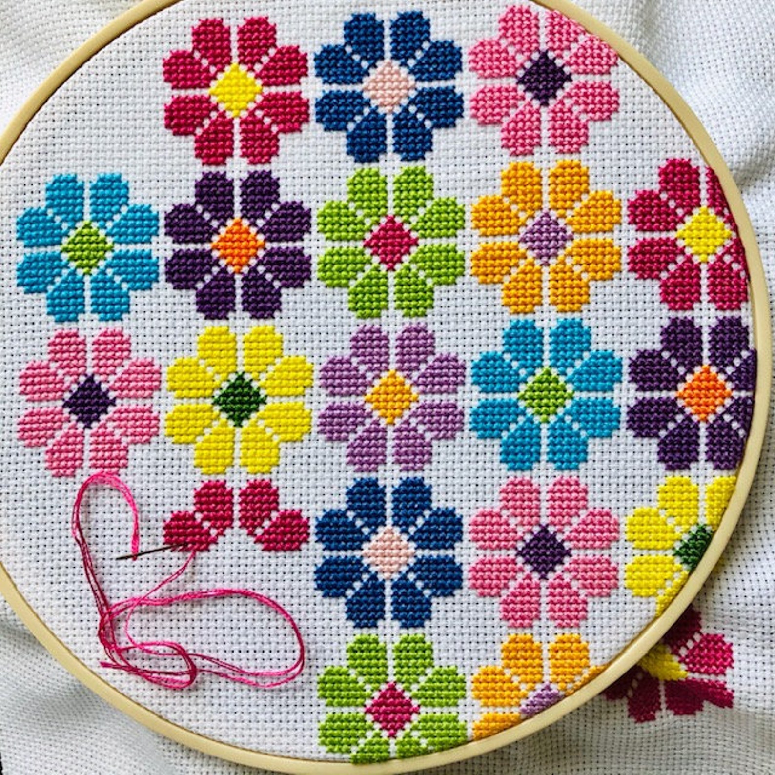 Pop Art Flower Cross Stitch Chart Design Pdf Download Pattern - Etsy