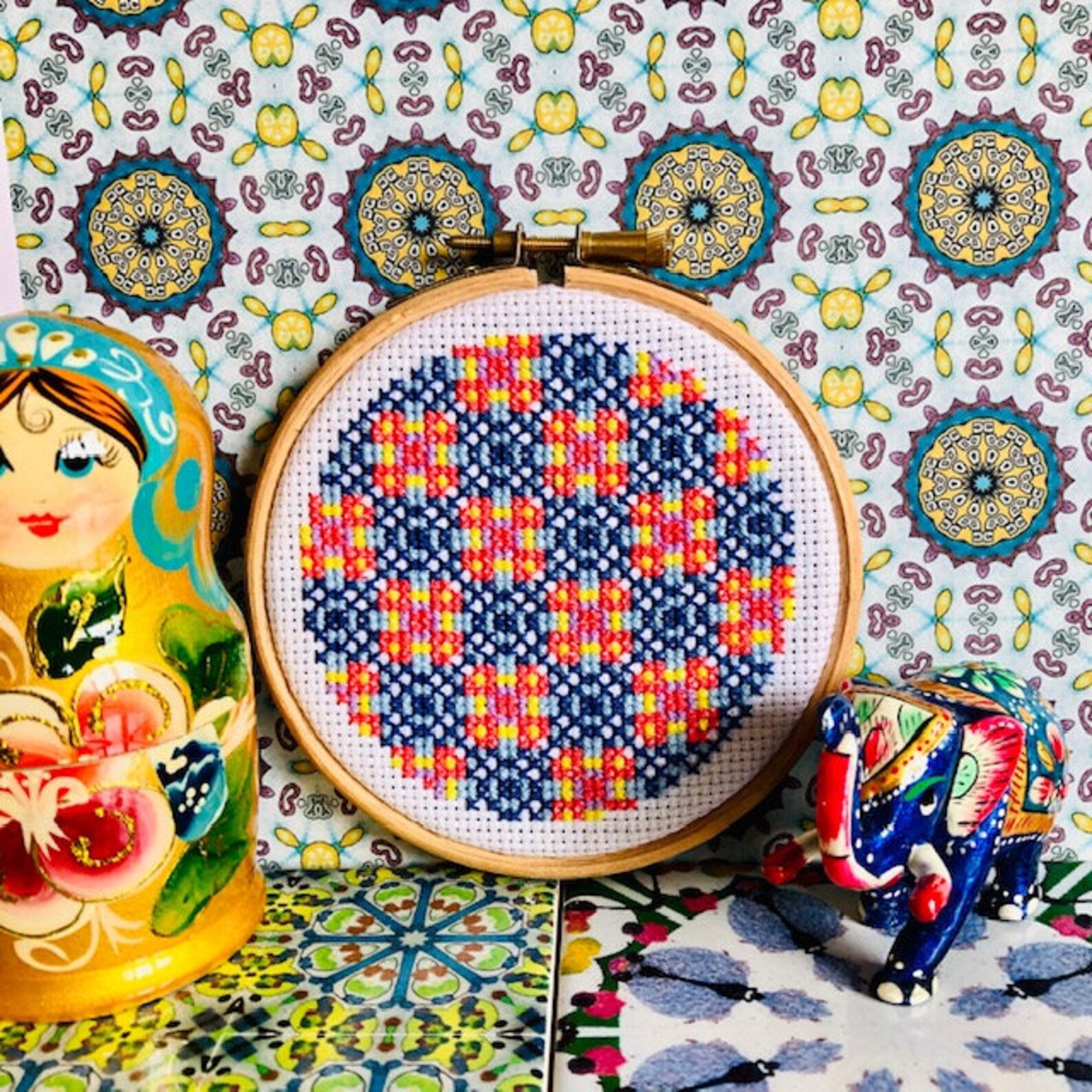 Pattern 2 Circle Cross Stitch Pattern Chart Pdf Download Design - Etsy