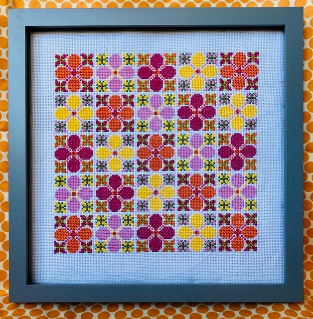 Flower Motif Design Cross Stitch Chart PDF Download - Etsy
