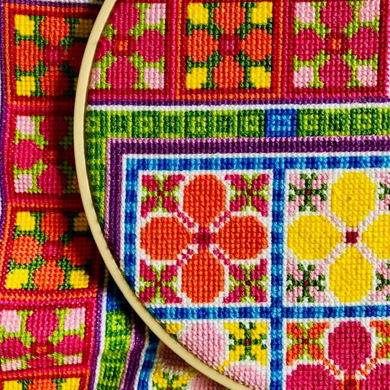 Flower Design Cross Stitch Chart PDF Download - Etsy