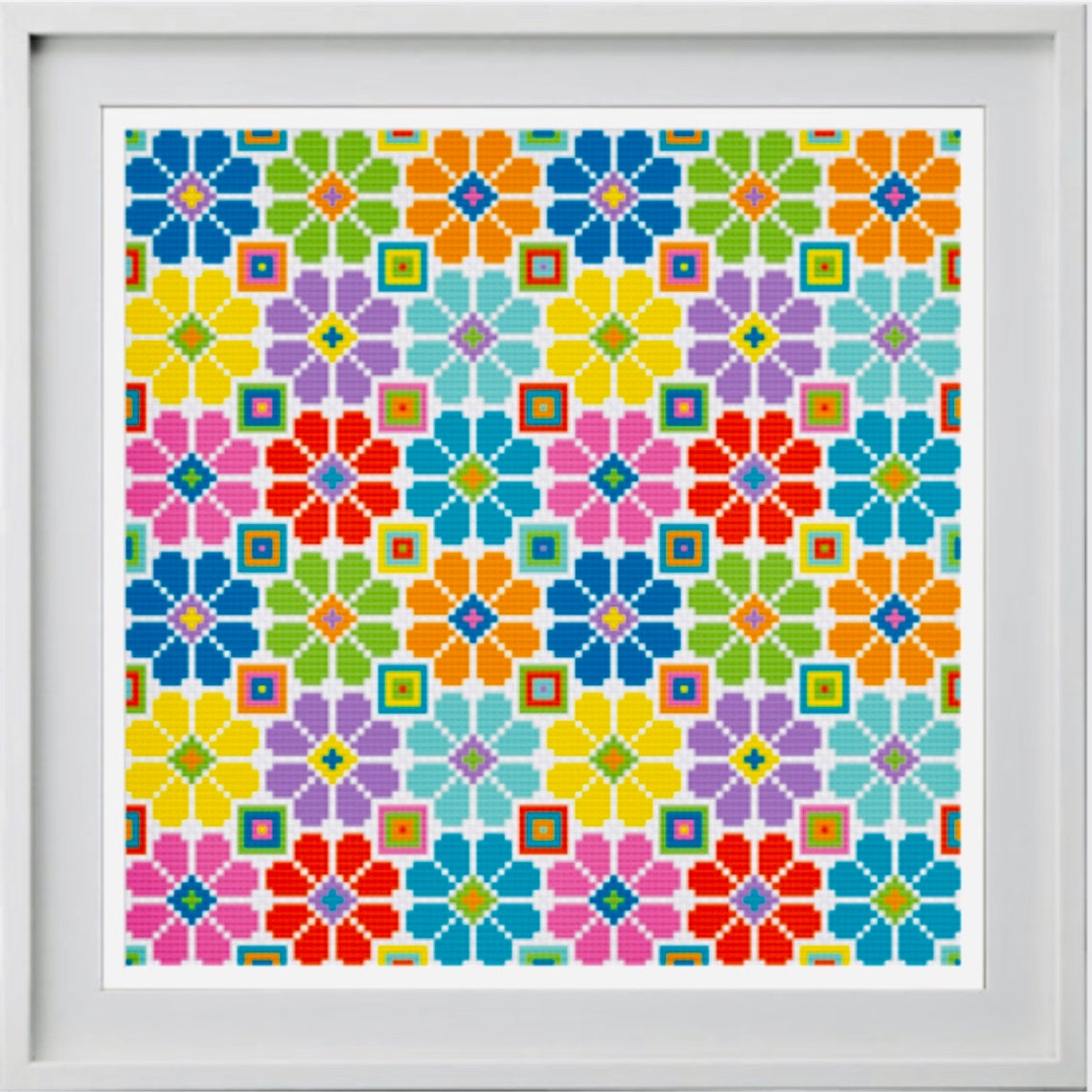 Pop Art Flower Fun Cross-stitch Design PDF Download Chart - Etsy
