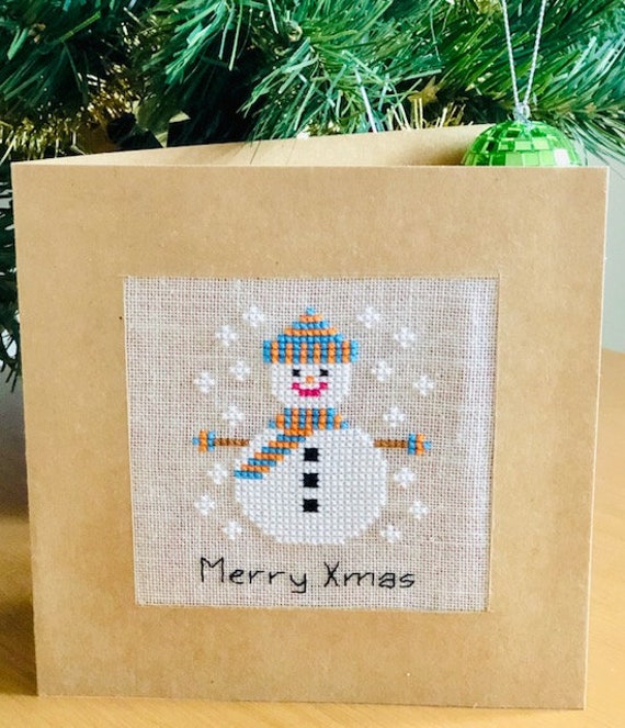Snowman Xmas Card Design Pdf Chart Download Pattern | Etsy