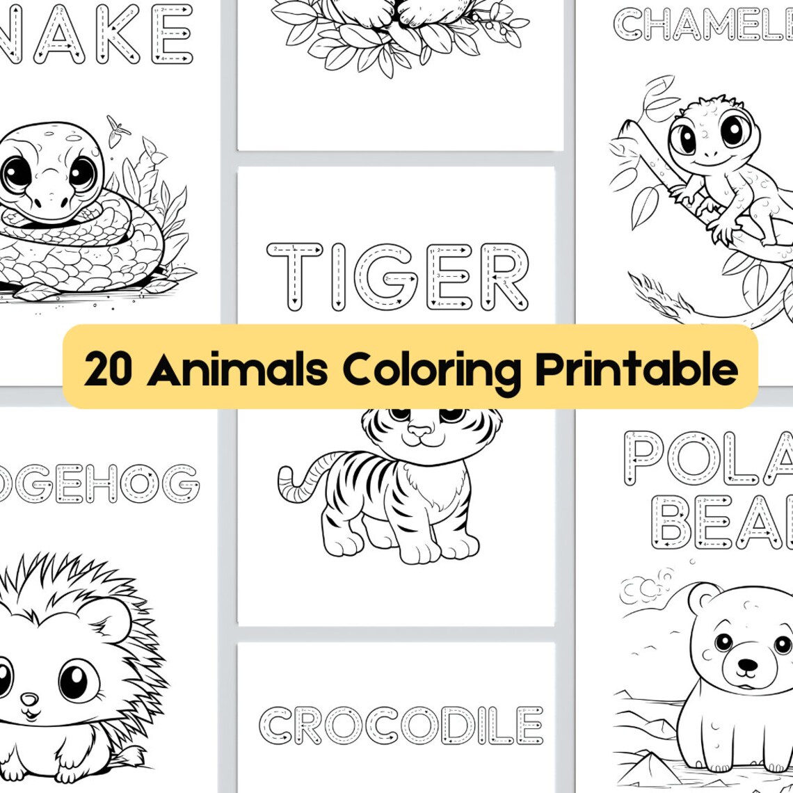 20 Animals Coloring Pages for Kids Kids Coloring Book Animal Coloring ...