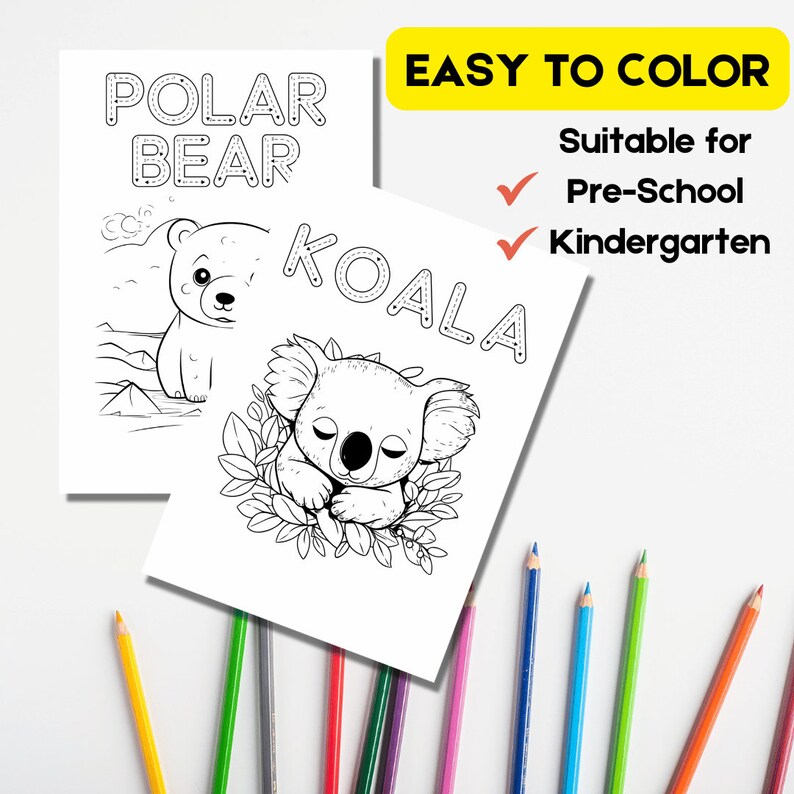 20 Animals Coloring Pages for Kids Kids Coloring Book Animal Coloring ...