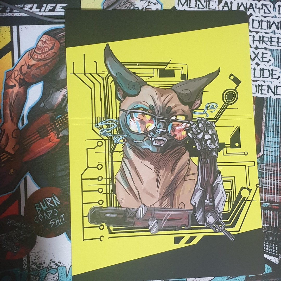 Nibbles as Johnny Silverhand A5 Print Cyberpunk 2077 Poster Fanart ...