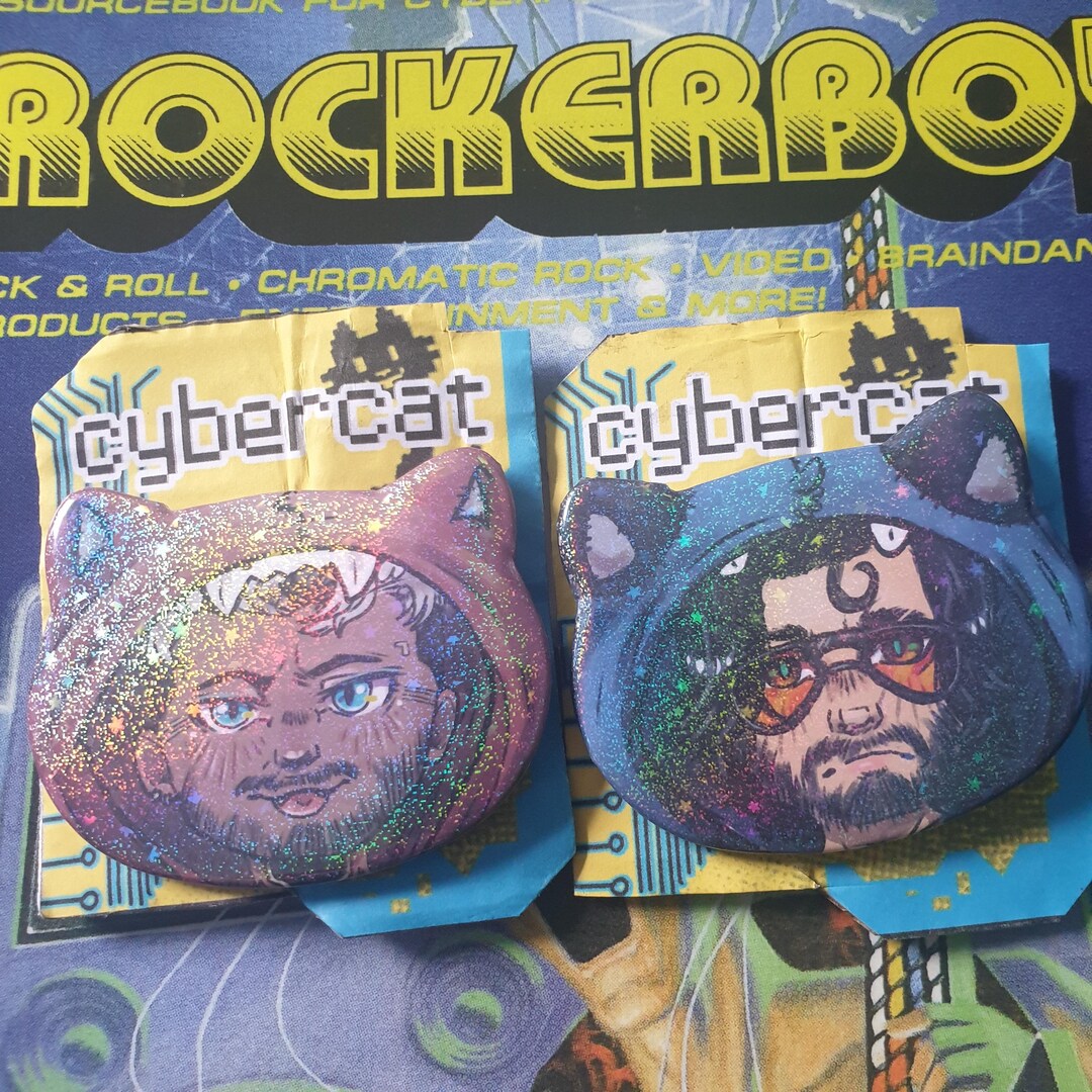 Kerry Euordyne and Johnny Silverhand Cyberpunk 2077 Neko Cat Badges ...